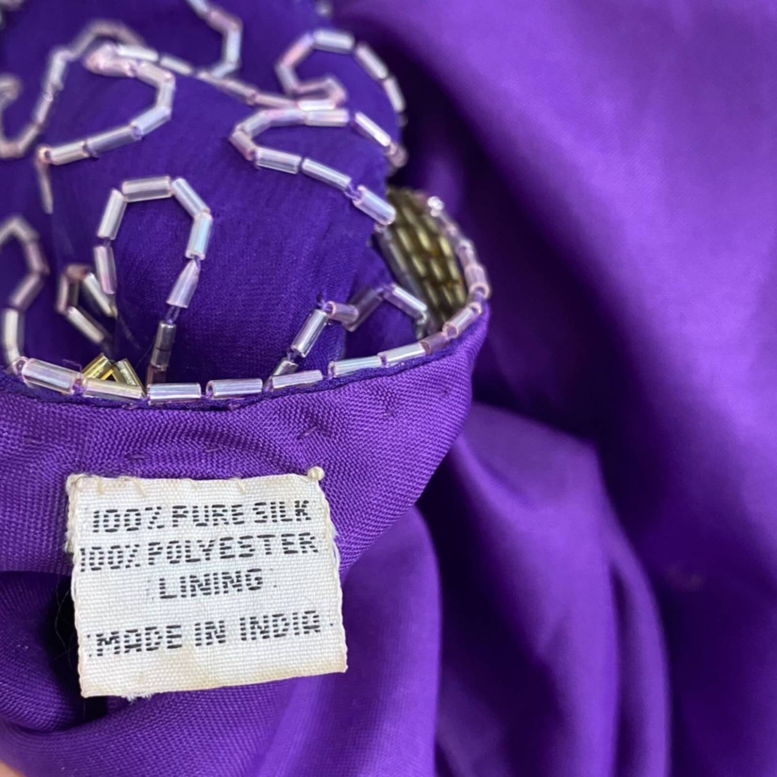 Vintage Scala Purple Gold Fully Beaded Open Back Glam Cocktail Dress ...