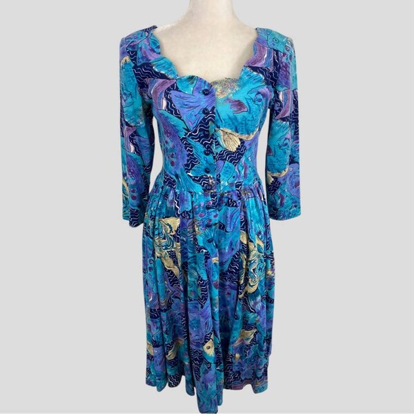 90s Blue Fish Dress - Etsy