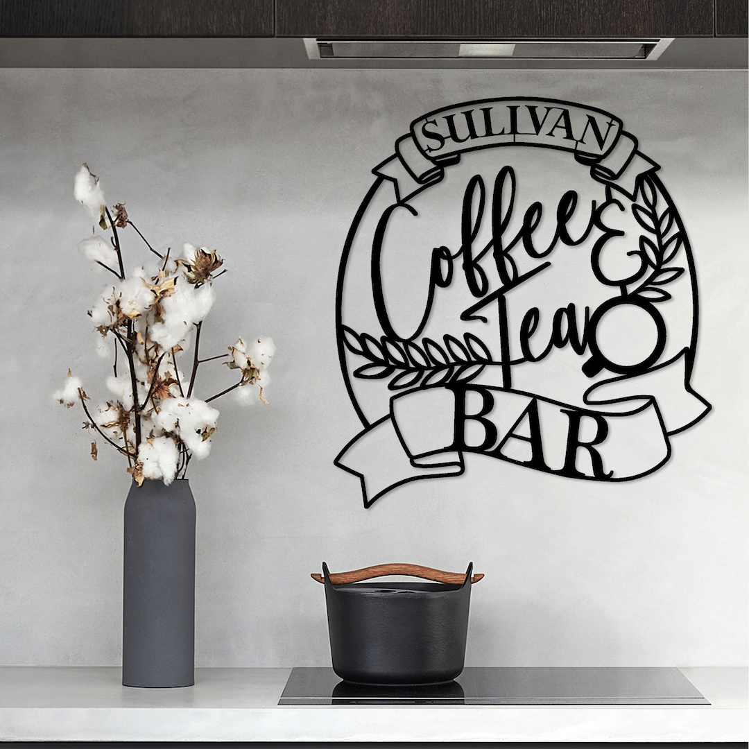 Personalized Cafe and Tea Metal Wall Art, Custom Kitchen Wall Decor ...