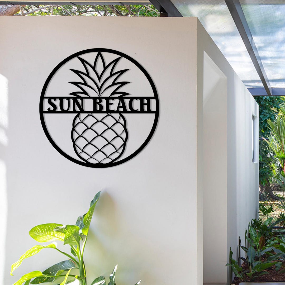 Personalized Metal Pineapple Sign: Custom Beach House Name - Etsy