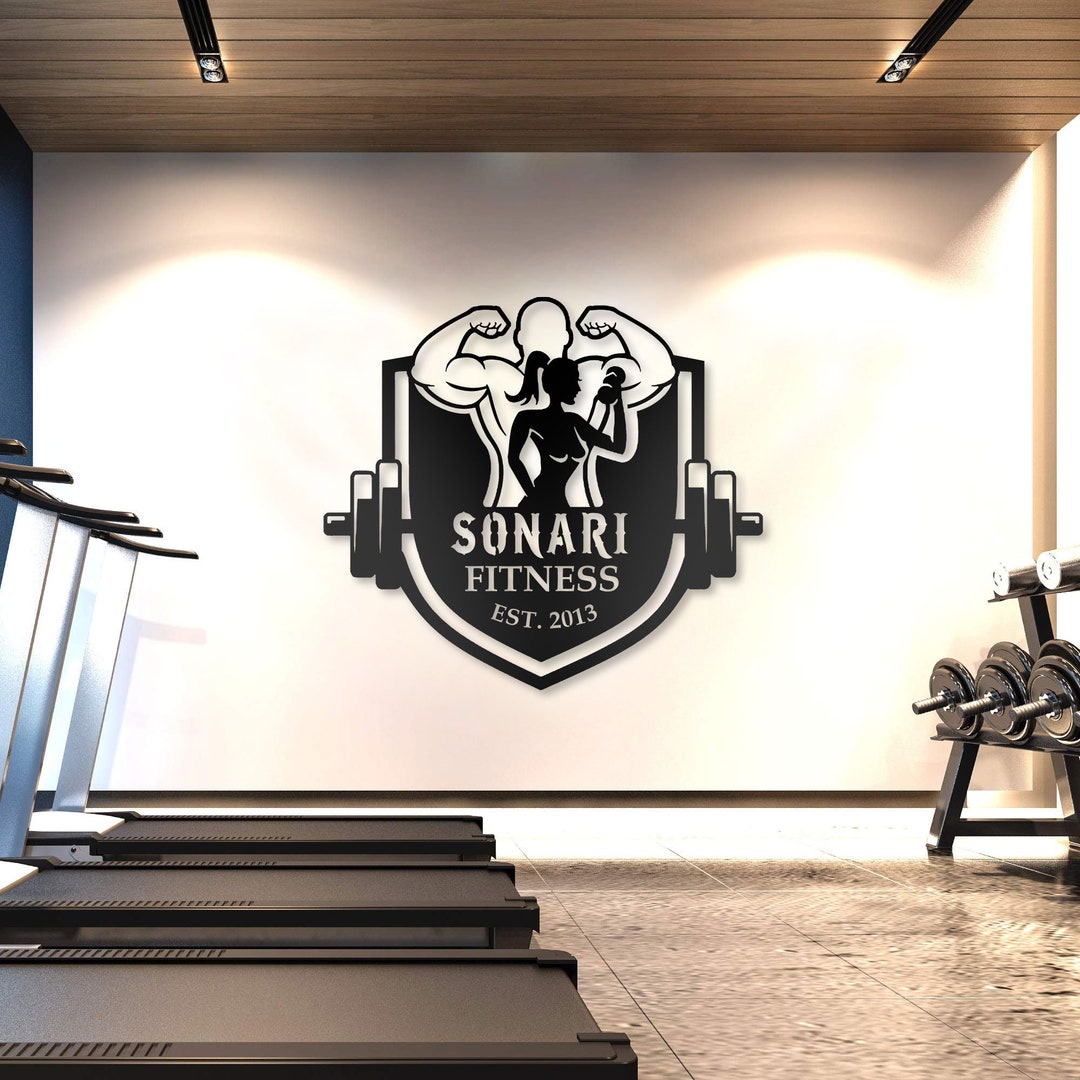 Customized Metal Gym Name Sign, Personalized Sports Room Wall Art ...
