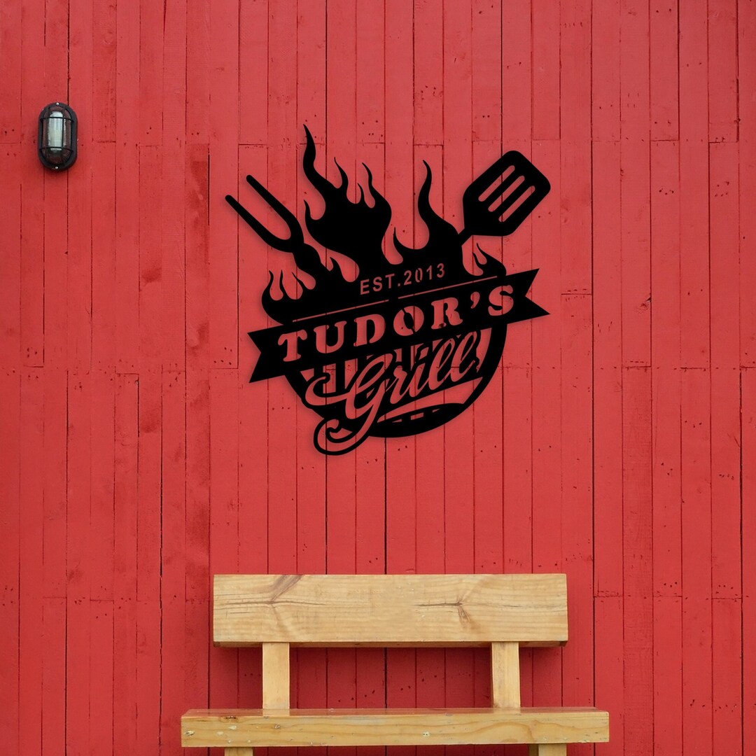 Custom Metal Grill Sign Personalized Grill&bar Name Porch - Etsy