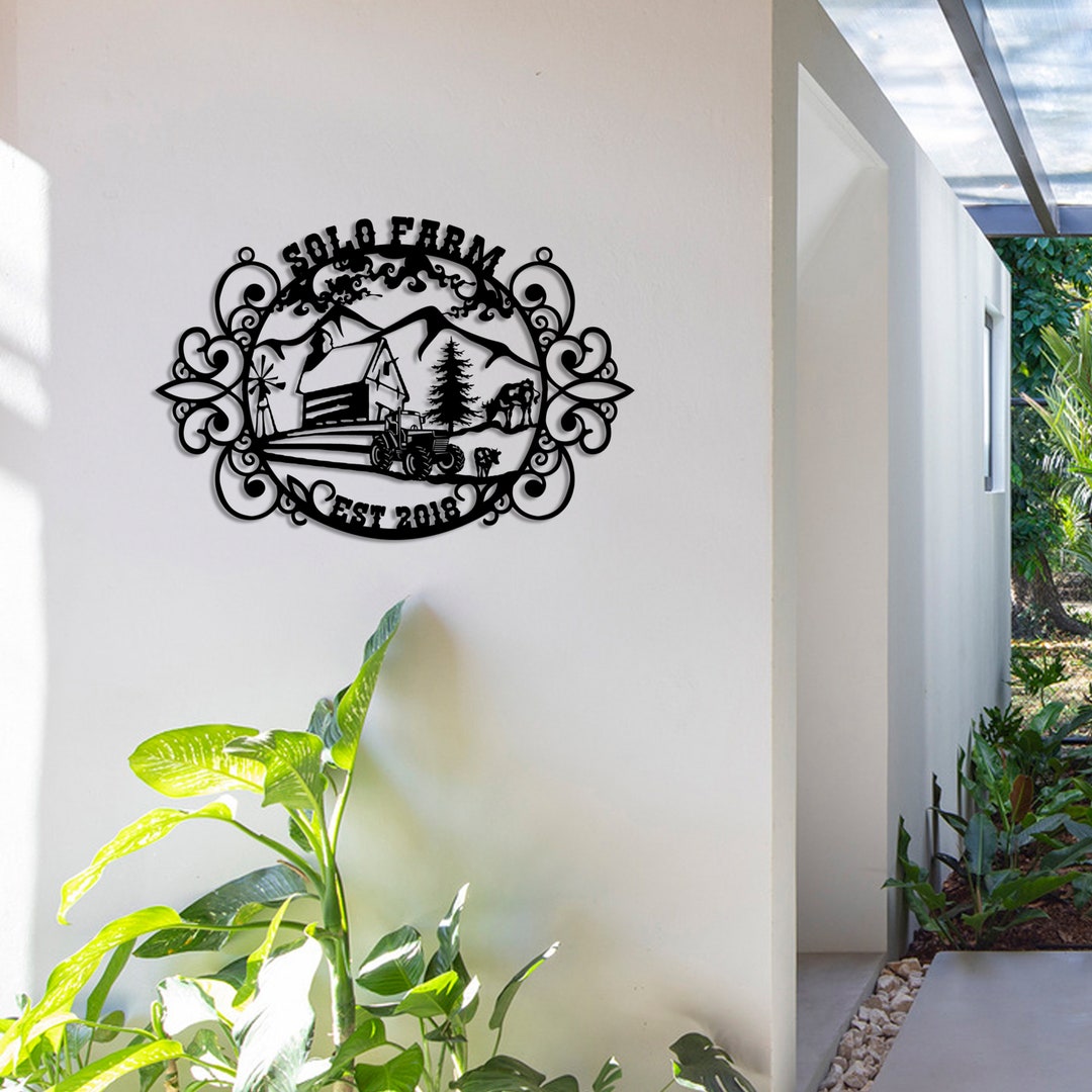 Customize Ranch Metal Family Name Sign, Personalized Metal Garden Sign ...