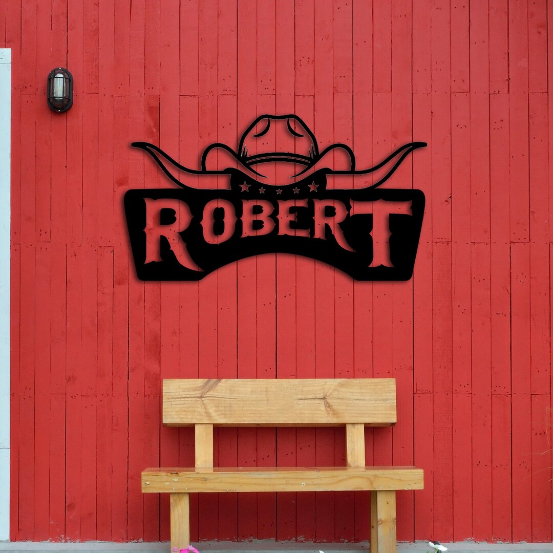 Cowboy Bulls Custom Metal Sign, Personalized Horse Ranch Metal Sign ...