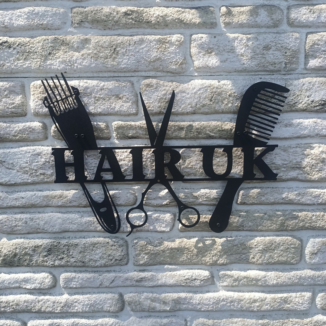 Personalized Metal Barber Shop Sign, Custom Hairdresser Metal Wall ...