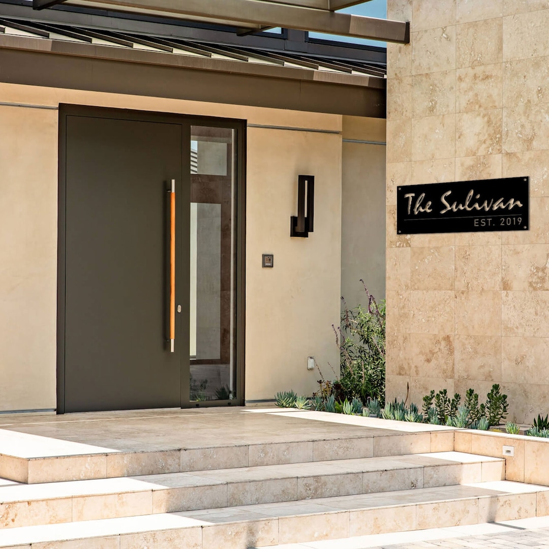 Custom Family Name Metalsign, Villa Name Metal Sign, Modern ...