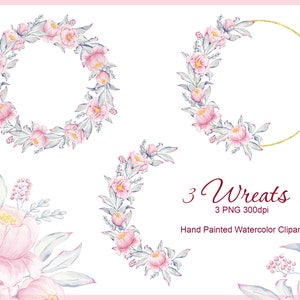 Boho Flower Clipart, Peony Bouquet Watercolor Clipart, Flower / Floral ...