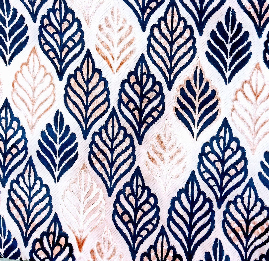 Luxury Navy Velvet Upholstery Fabric: Leaf Pattern, by the Meter - Etsy