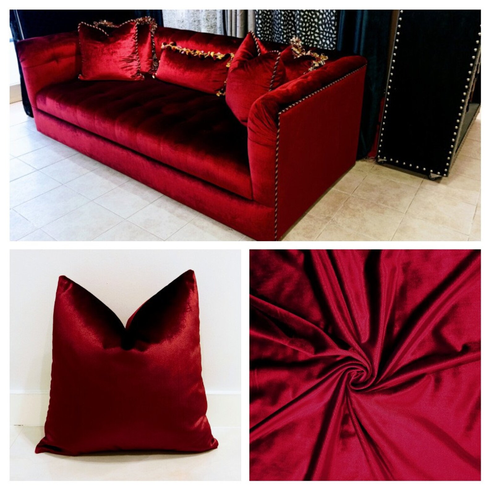 Sample Luxury Red Velvet Fabric Red Upholstery Velvet Fabric - Etsy