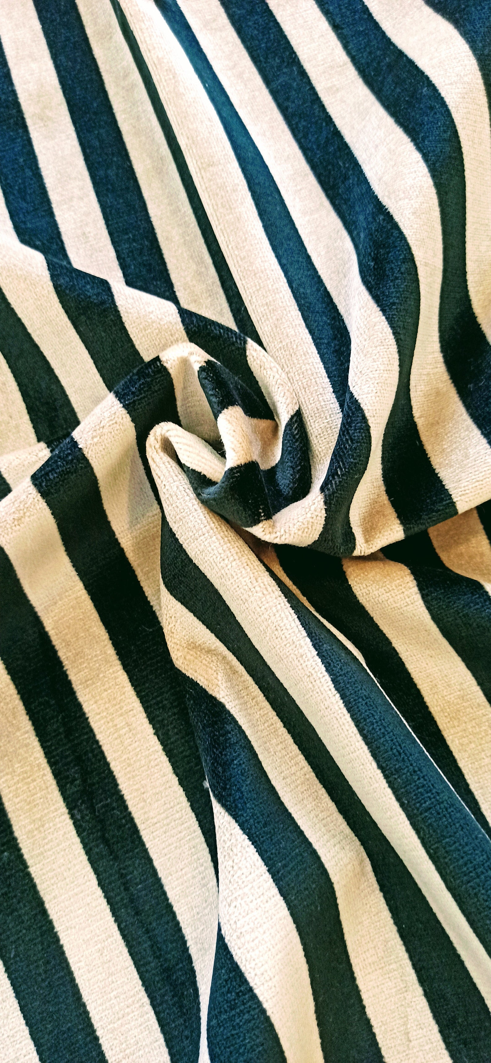 Striped Velvet Upholstery Fabric: Black Beige Furniture Fabric by the ...