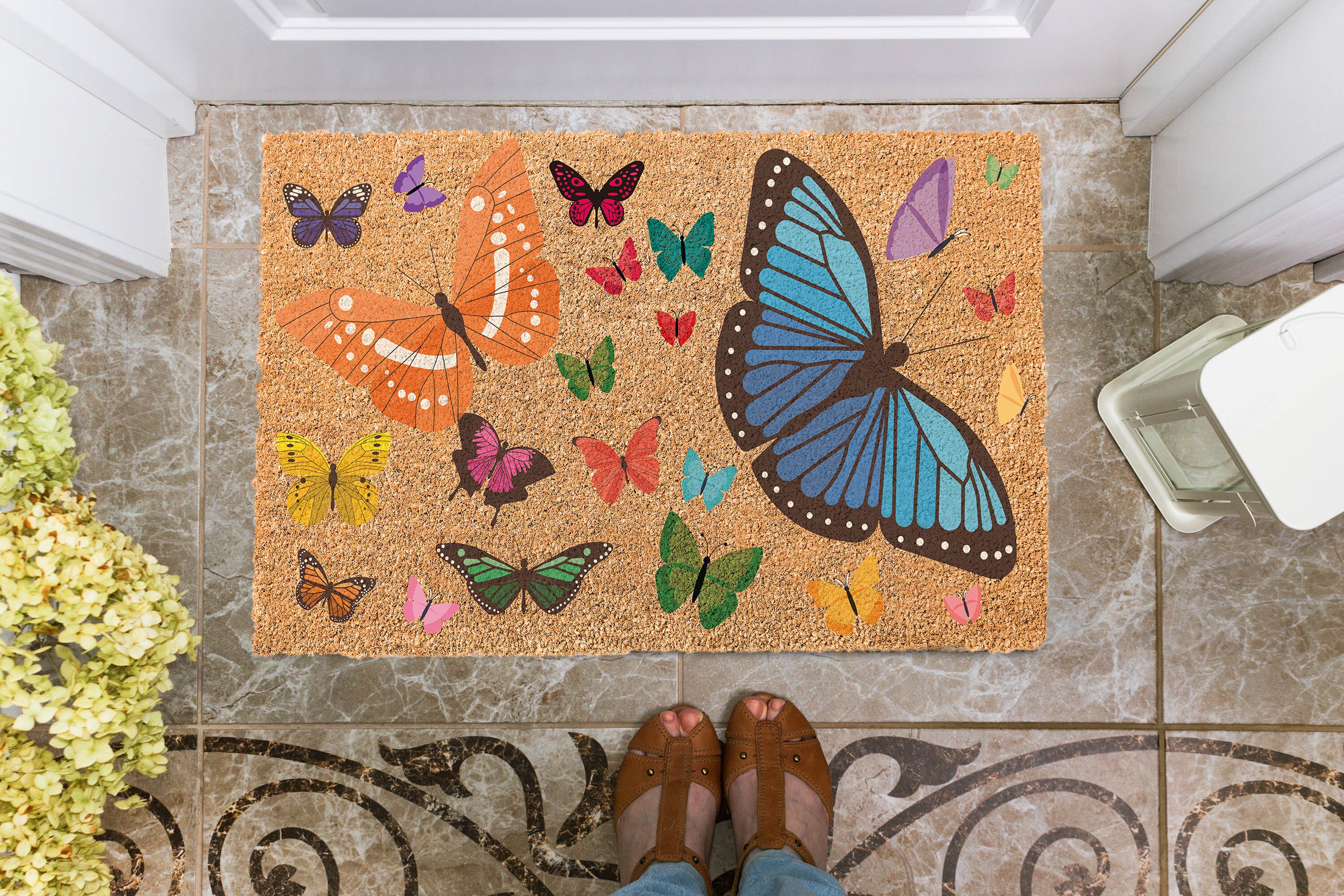 Colorful Butterflies Flying Freely Printed Doormat Mat fall | Etsy