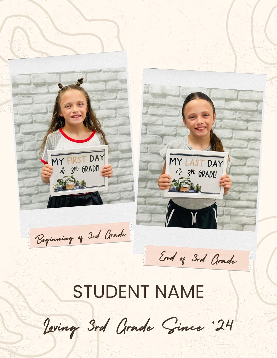 Elementary Student Beginning & End of Year Photo Side by Side - Etsy