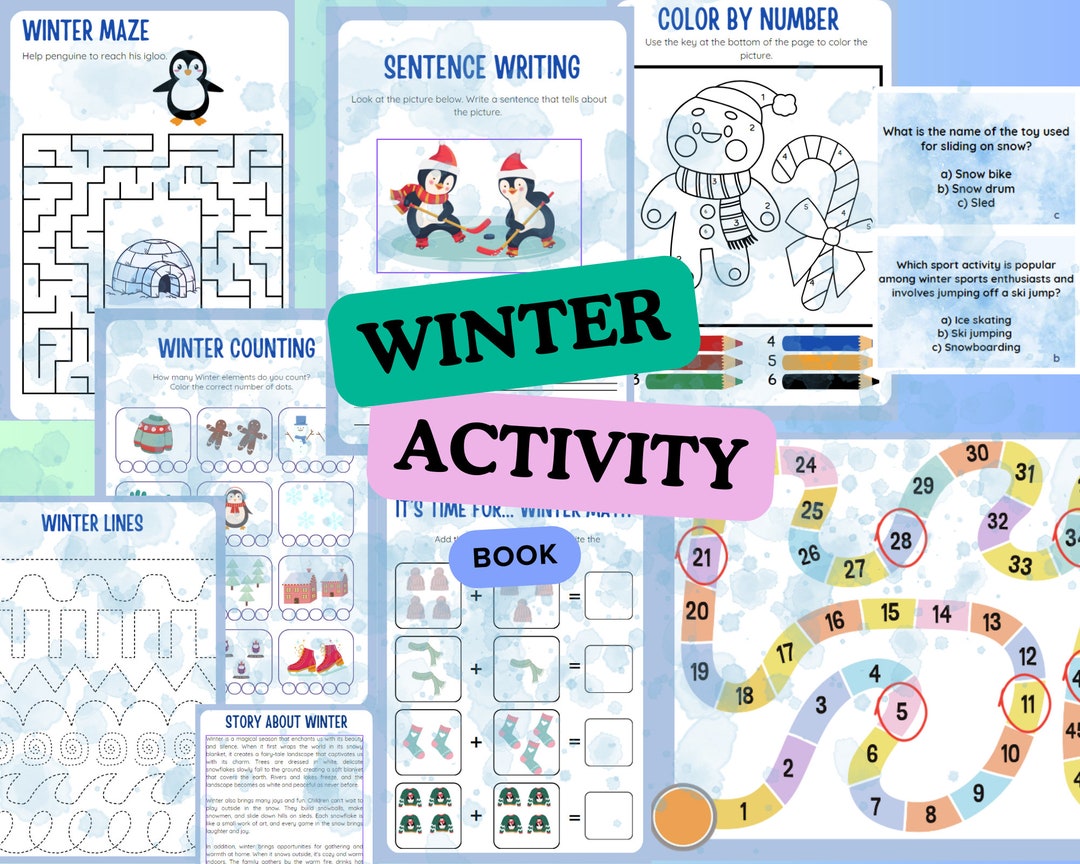 Winter Activity Book for Kids Printable Learning Activities Packet ...