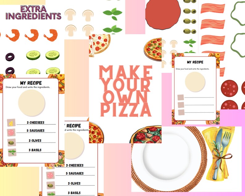 PIZZA MAKING for Kids Printable Learning Activities Packet Educational ...
