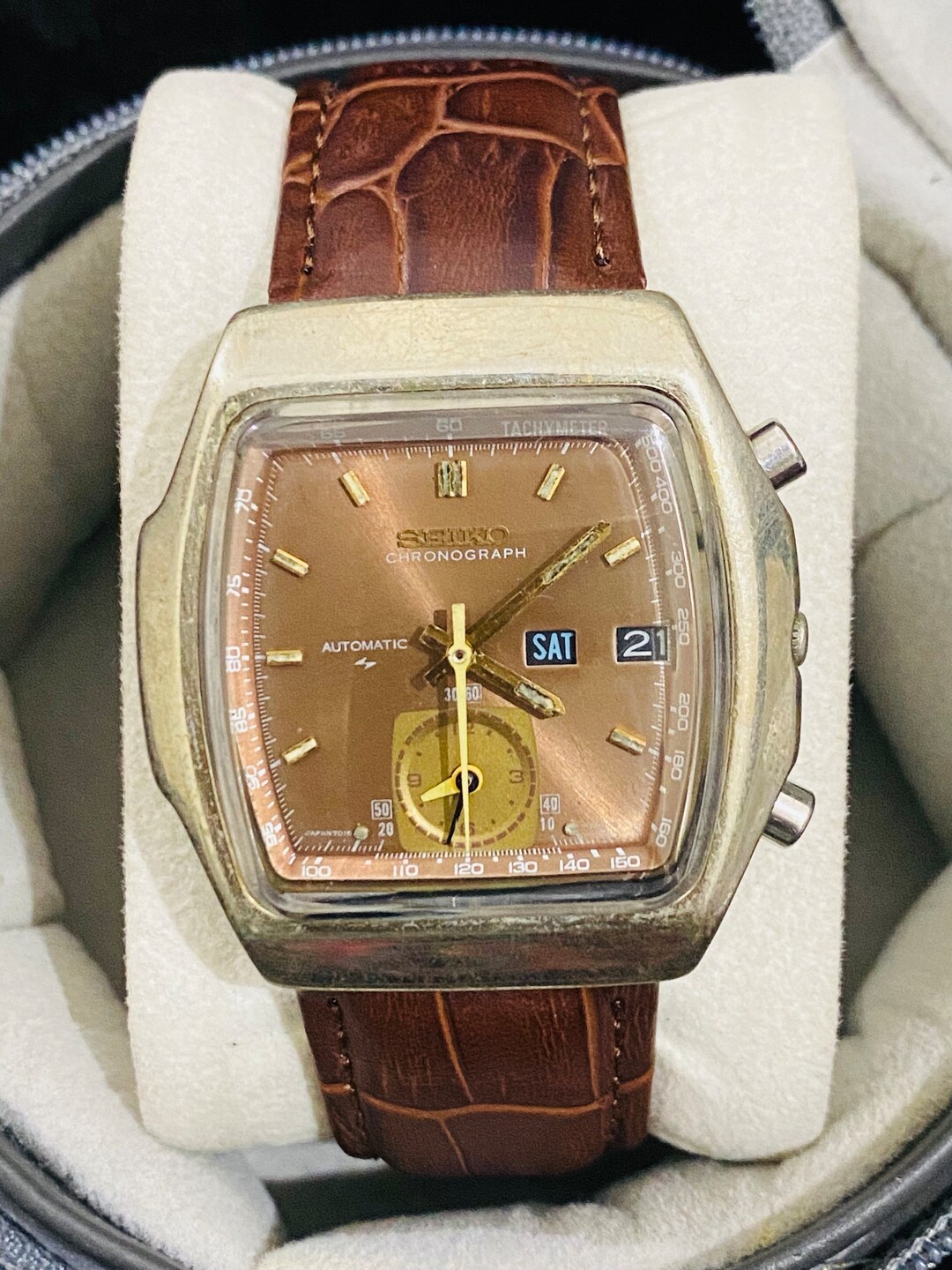 Vintage 1968s Seiko Monaco Chronograph Brown Dial Automatic Date/day ...