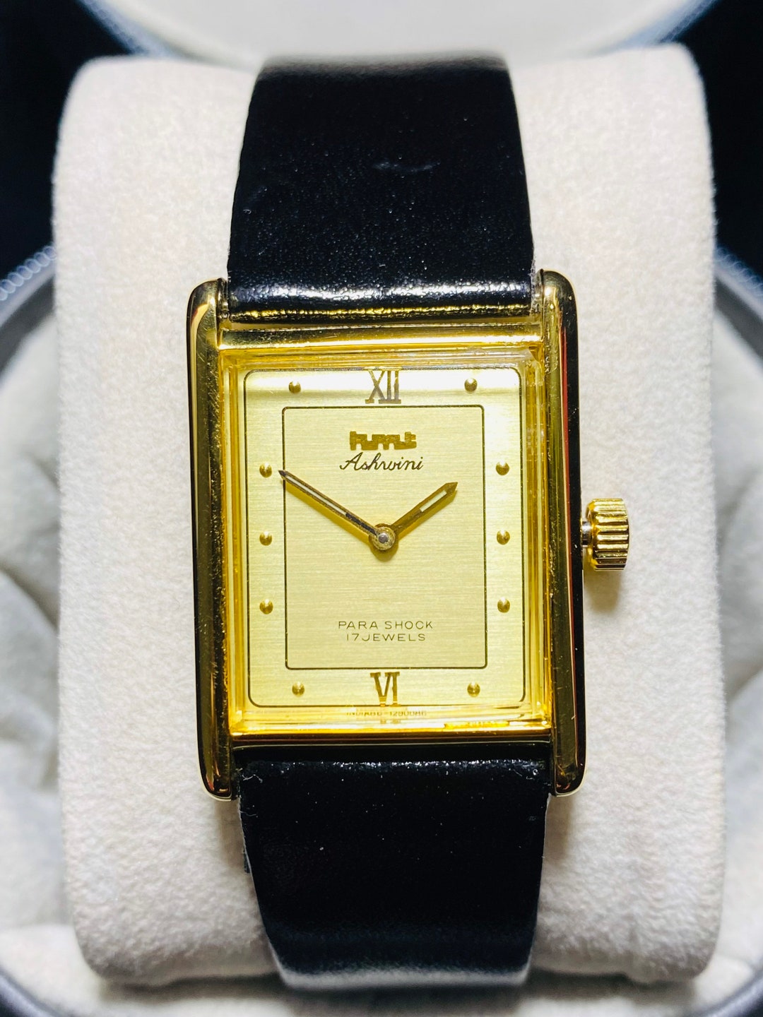 HMT Ashwini Tank Golden Dial Gold Plated Hand Winding 17 Jewels Mens ...