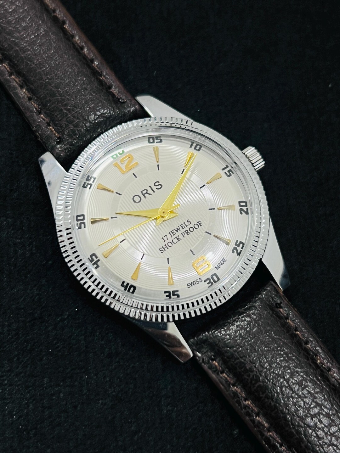 Vintage Oris White Dial Hand Winding Watch FHF Movement ST-96 Swiss ...