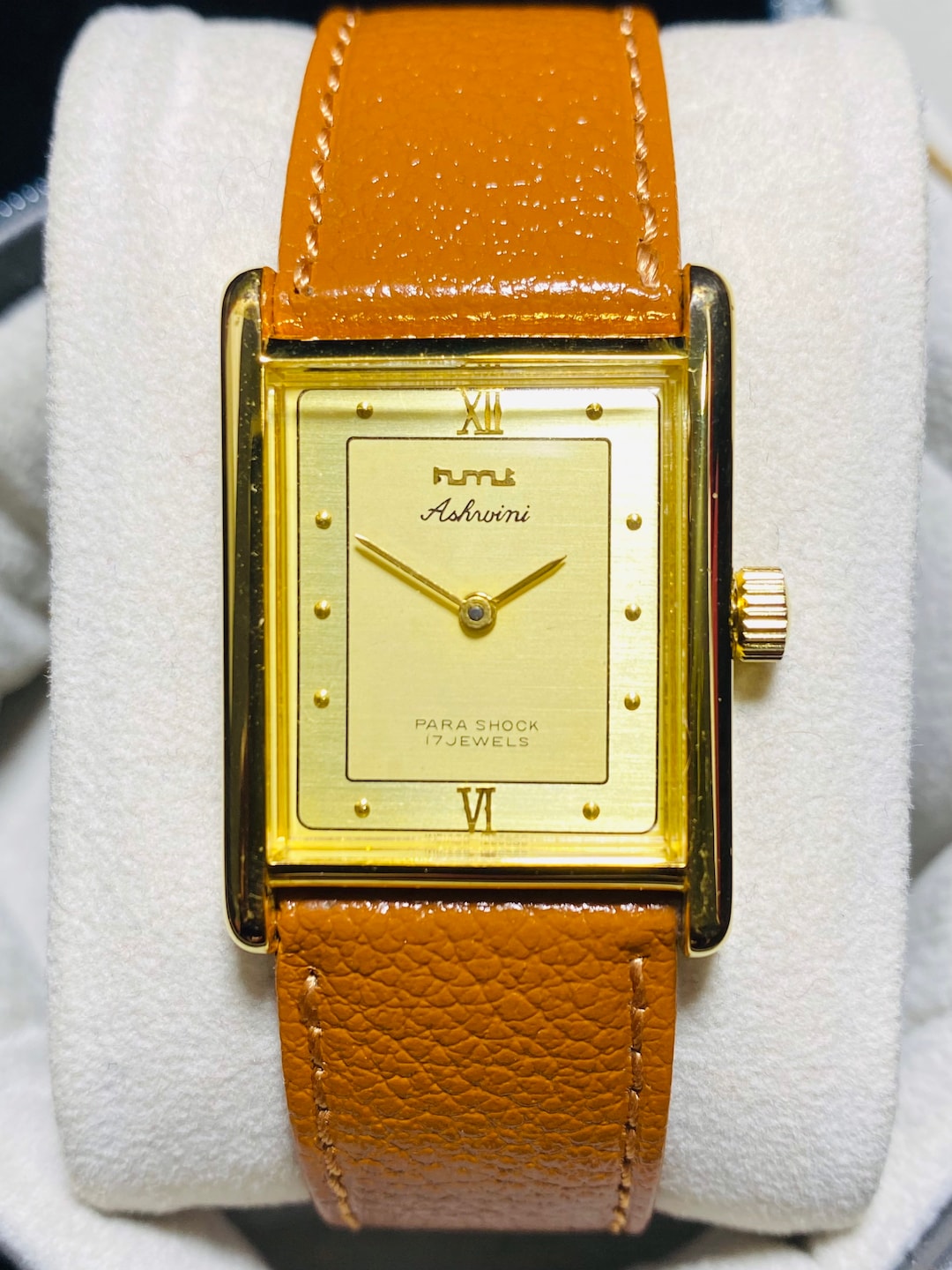 HMT Ashwini Tank Golden Dial Gold Plated Hand Winding 17 Jewels Mens ...