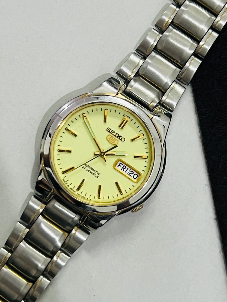 Vintage Seiko 5 Automatic Neon Dial Date & Day 21jewel Wrist Watch ...