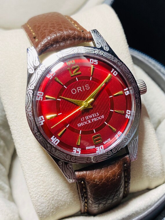 Vintage Oris Red Dial Hand Winding watch FHF Movement… - Gem