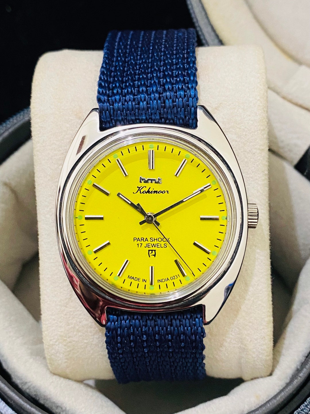 Rare HMT Kohinoor Yellow Dial Mechanical Manual Winding 17jewels Men’s ...