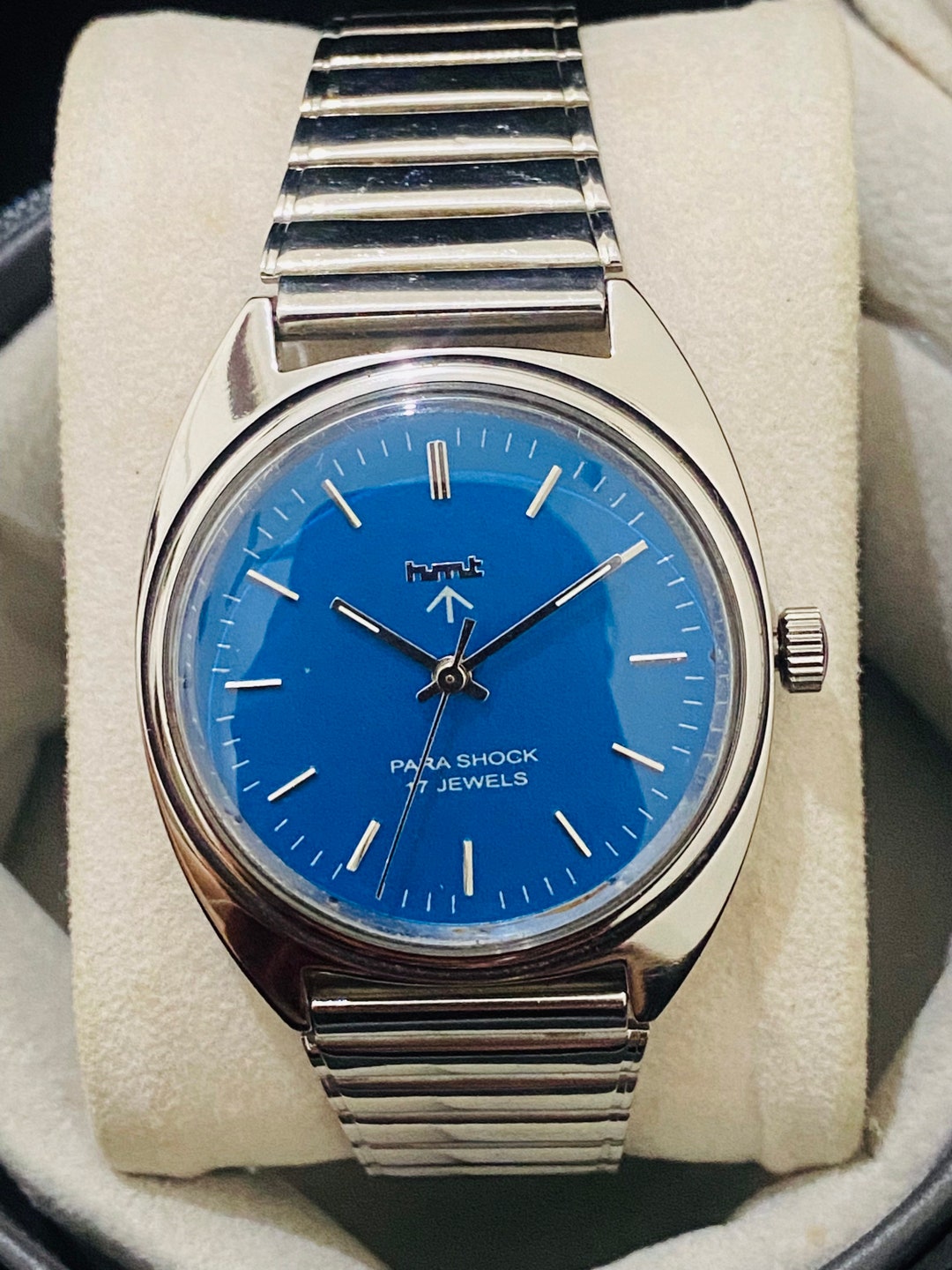 Beautiful HMT Blue Dial With Original Hmt Belt Mechanical Manual ...
