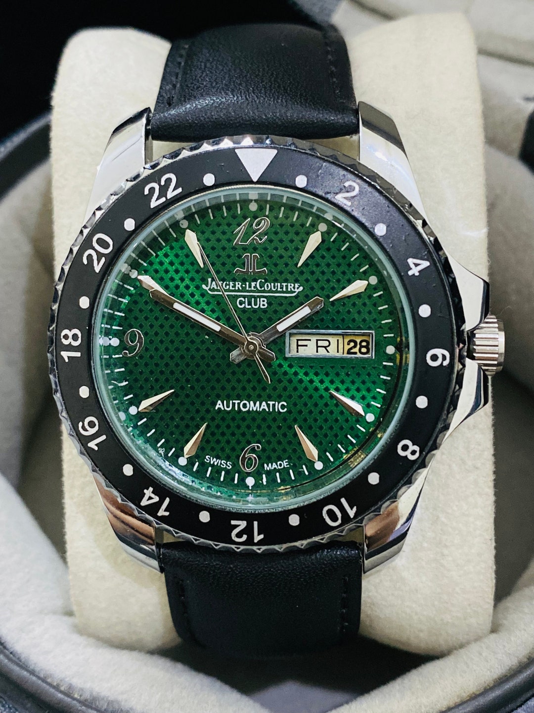 Vintage Jaeger Lecoultre Club Automatic Cal.as 1916 Date and Day Green ...
