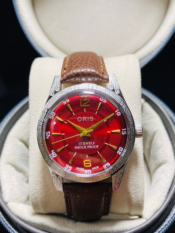 Vintage Oris Red Dial Hand Winding watch FHF Movement… - Gem