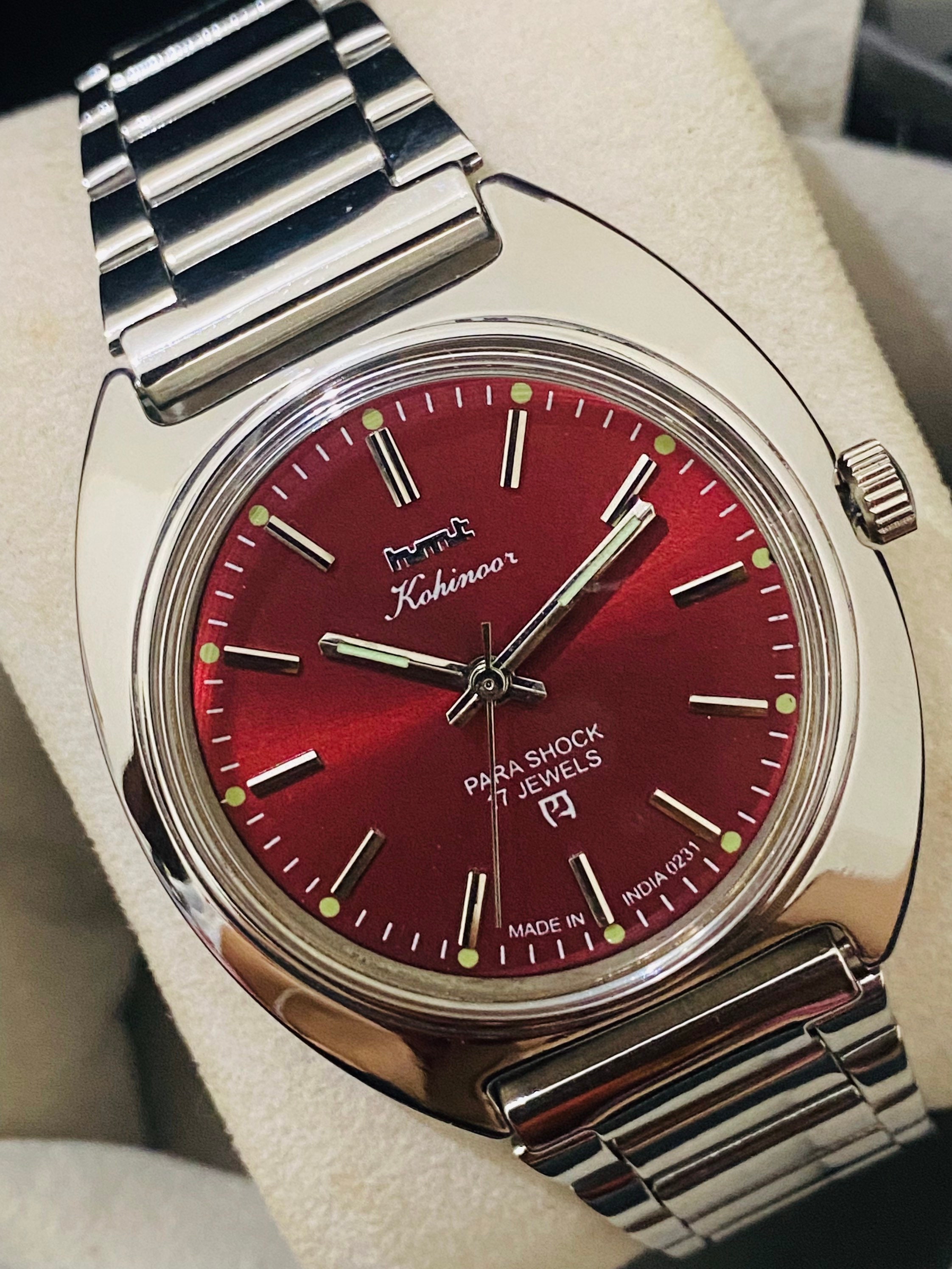 Beautiful HMT Kohinoor Maroon Dial With Original Hmt Belt Mechanical ...
