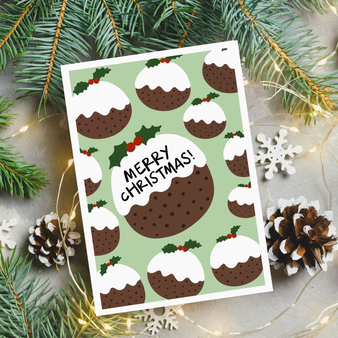 Merry Christmas Puddings Christmas Card A6 - Etsy