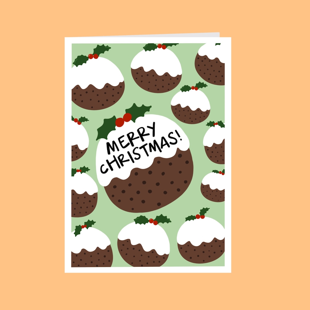 Merry Christmas Puddings Christmas Card A6 - Etsy