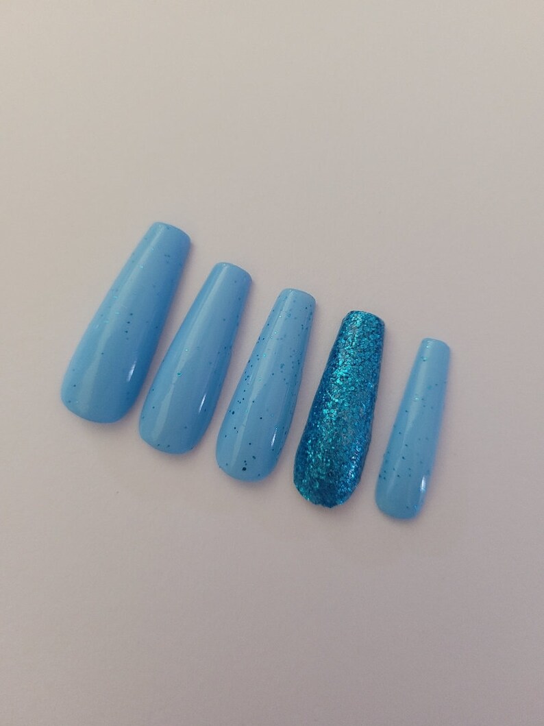 Press on Nails | Glue on Nails | Blue Press on Nails | Sparkly Press on ...