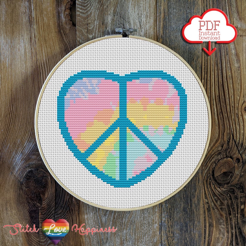 Peace Sign Cross Stitch - Etsy