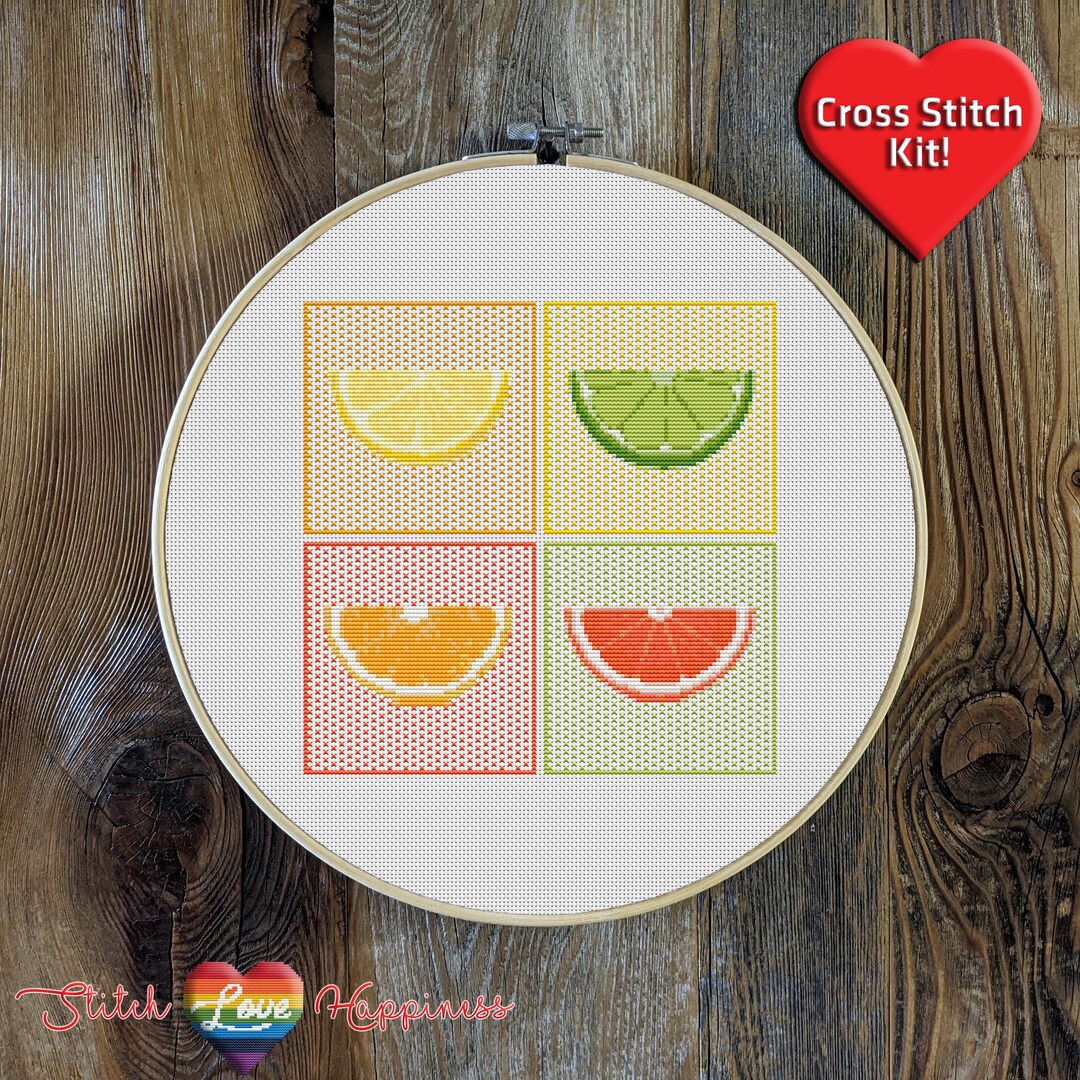 Citrus Premium Cross Stitch Kit - EVERYTHING INCLUDED - 10 Inch Hoop ...