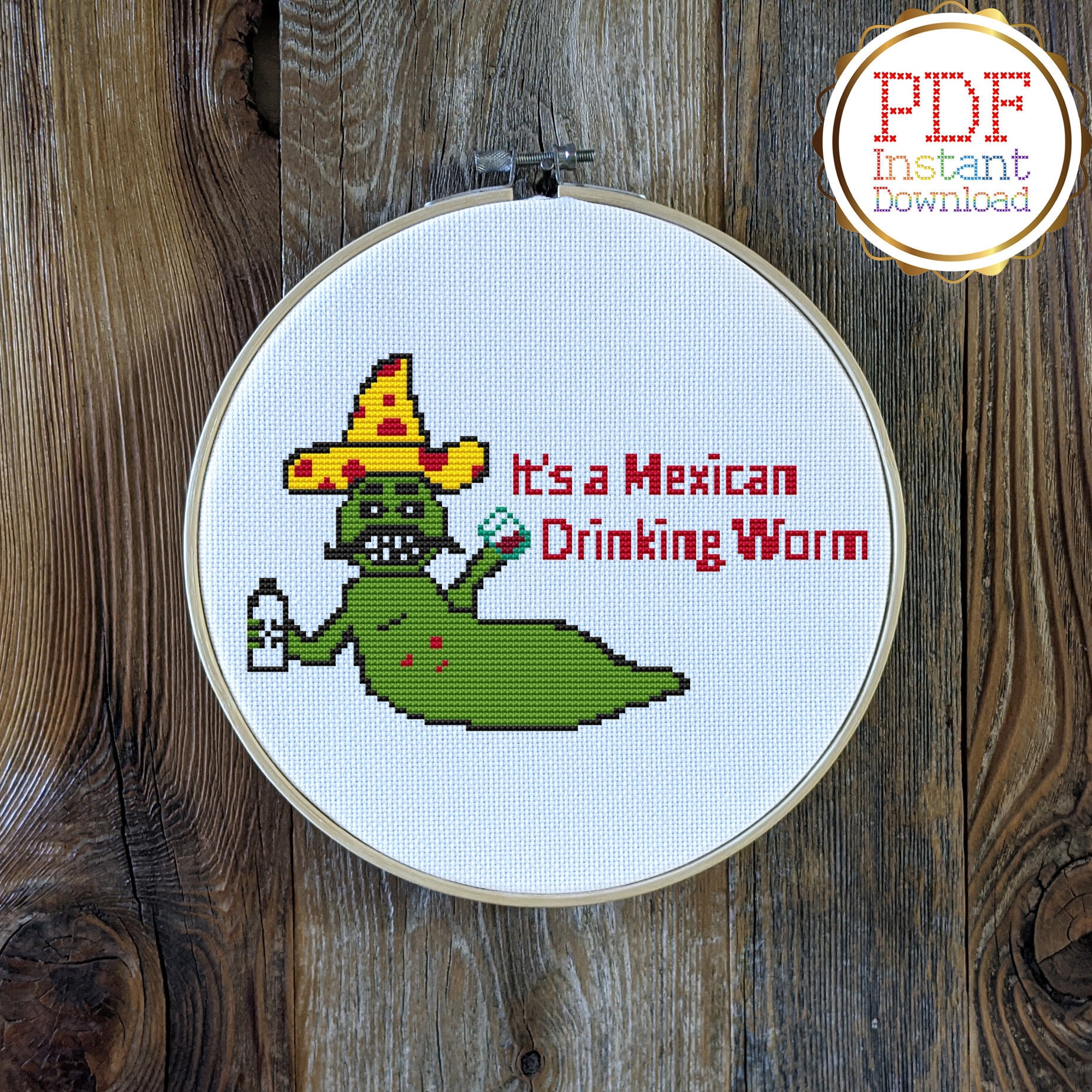Mexican Drinking Worm Cross Stitch Pattern Bridesmaids Movie | Etsy
