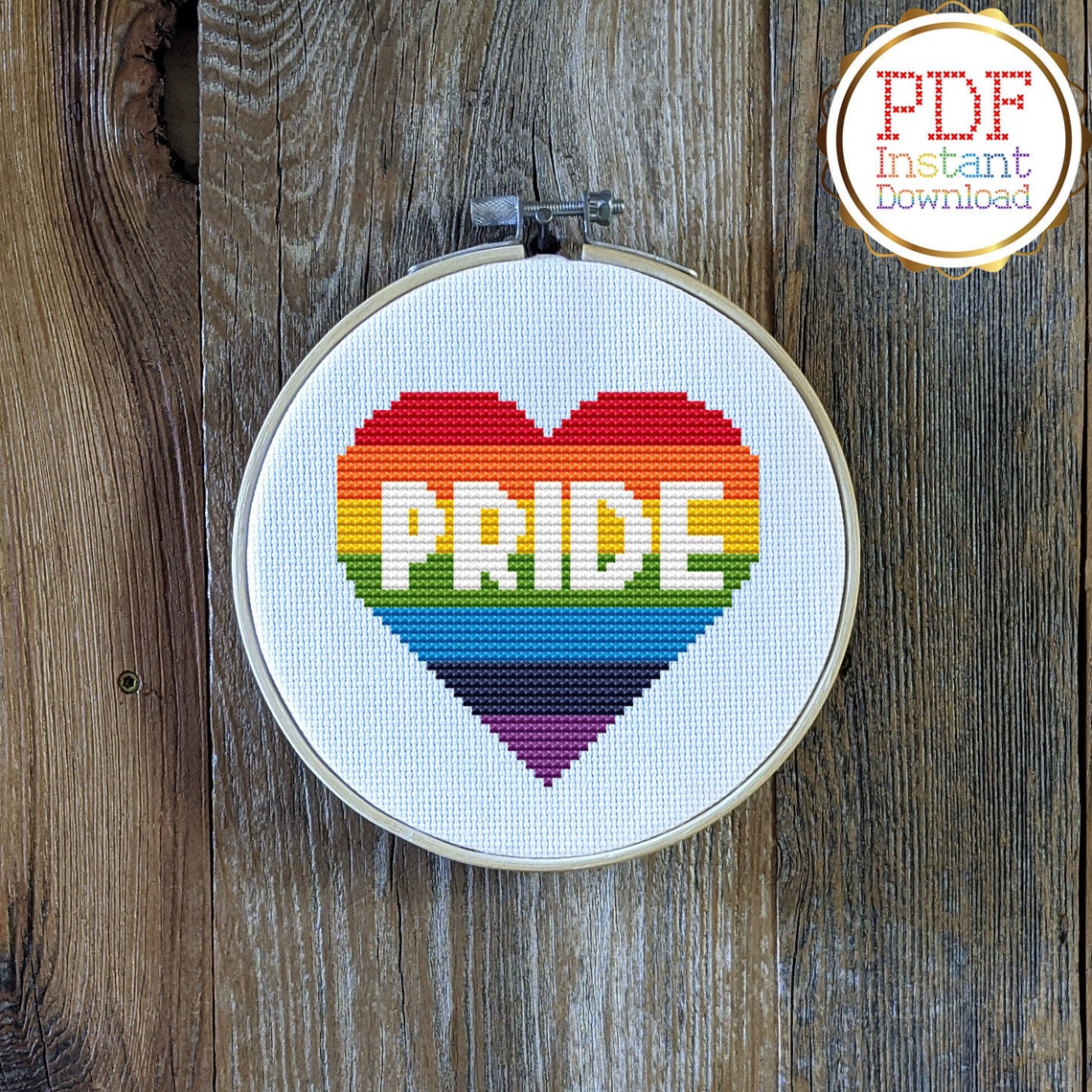 Rainbow Pride Cross Stitch Pattern Heart Pride Inclusive - Etsy