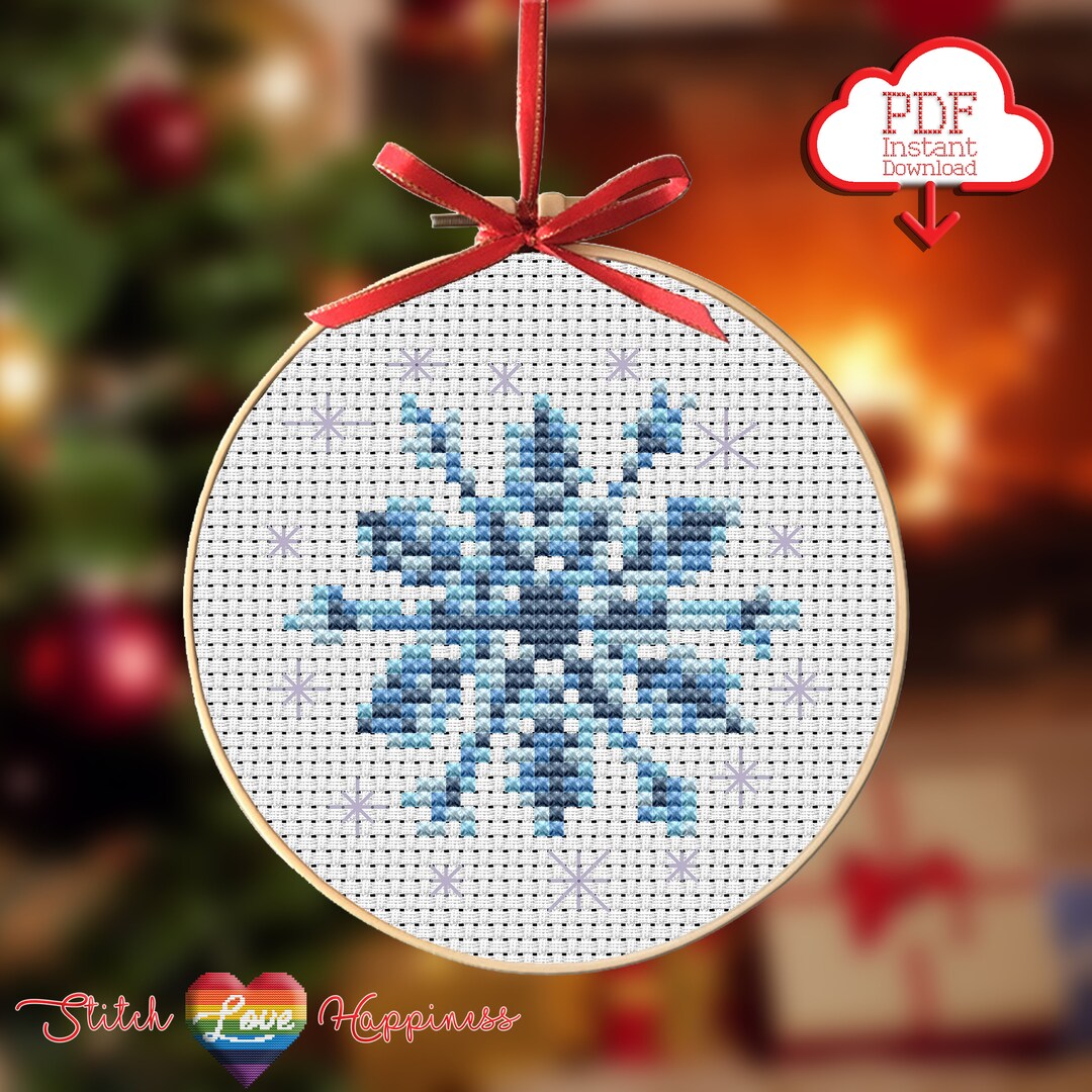 Winter Snowflake Mini Cross Stitch Pattern | Falling Snow | Handmade ...