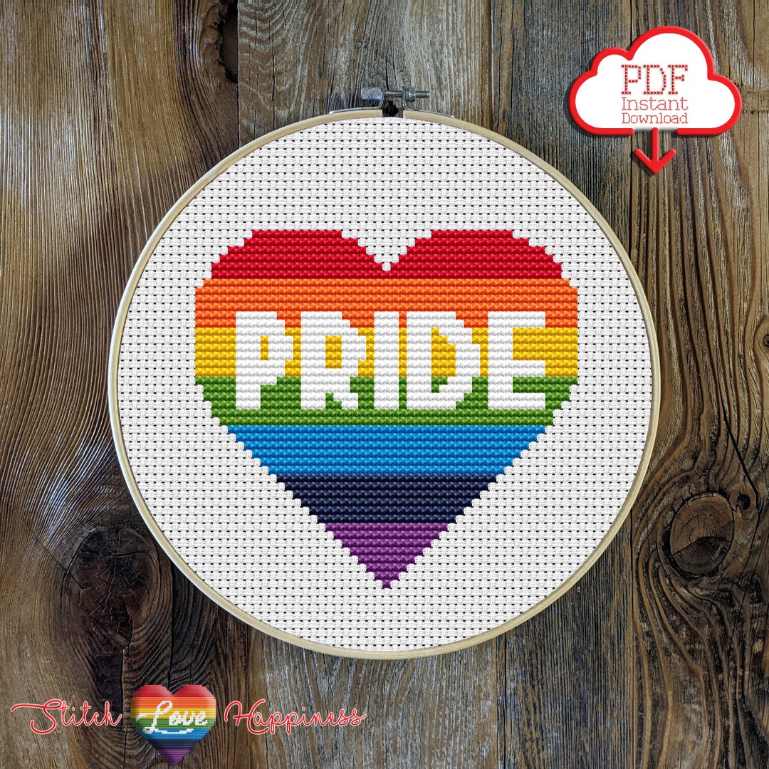 Rainbow Pride Cross Stitch Pattern | Heart Pattern | Pride Month ...