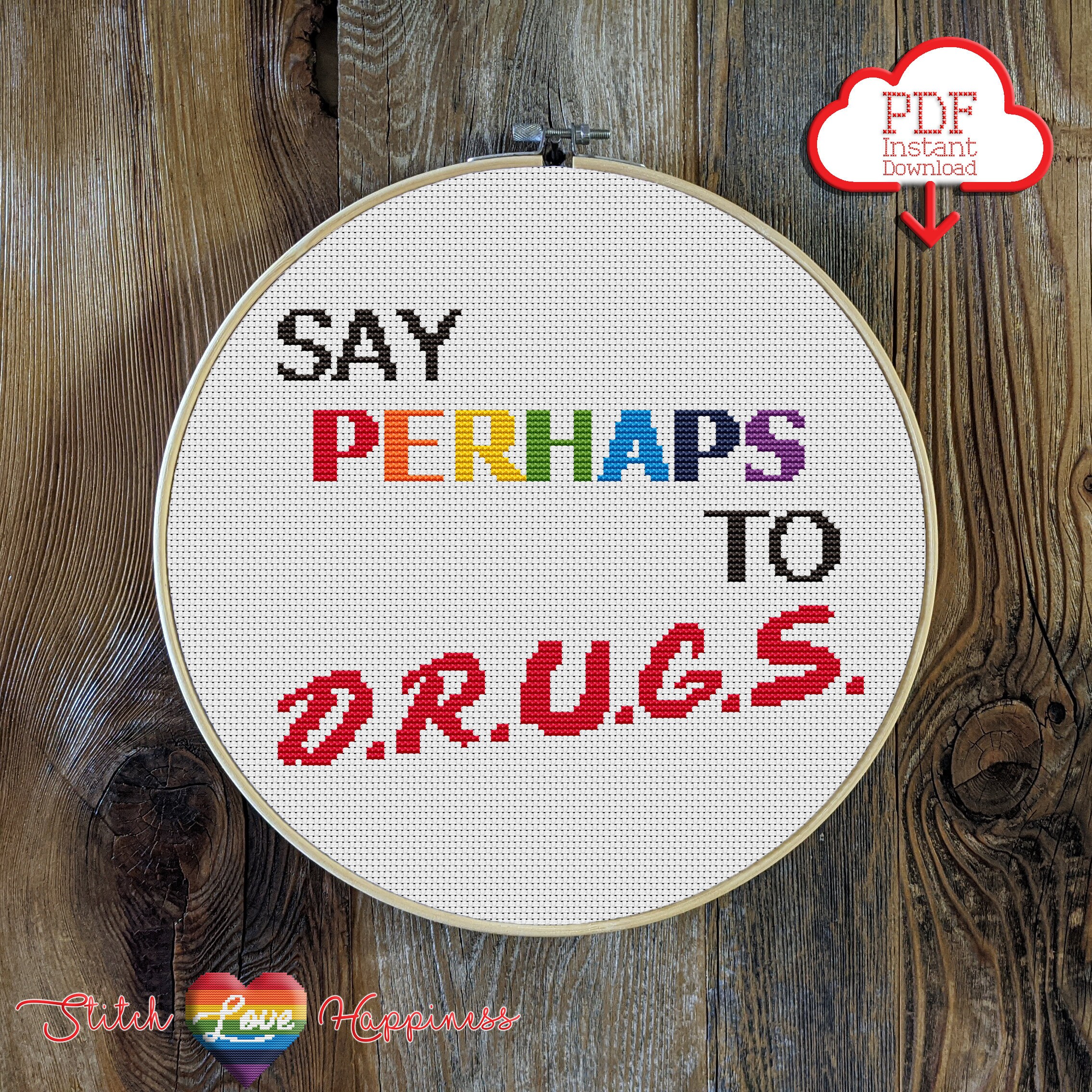 Say Perhaps to Drugs Cross Stitch Pattern 90s Kid - Etsy