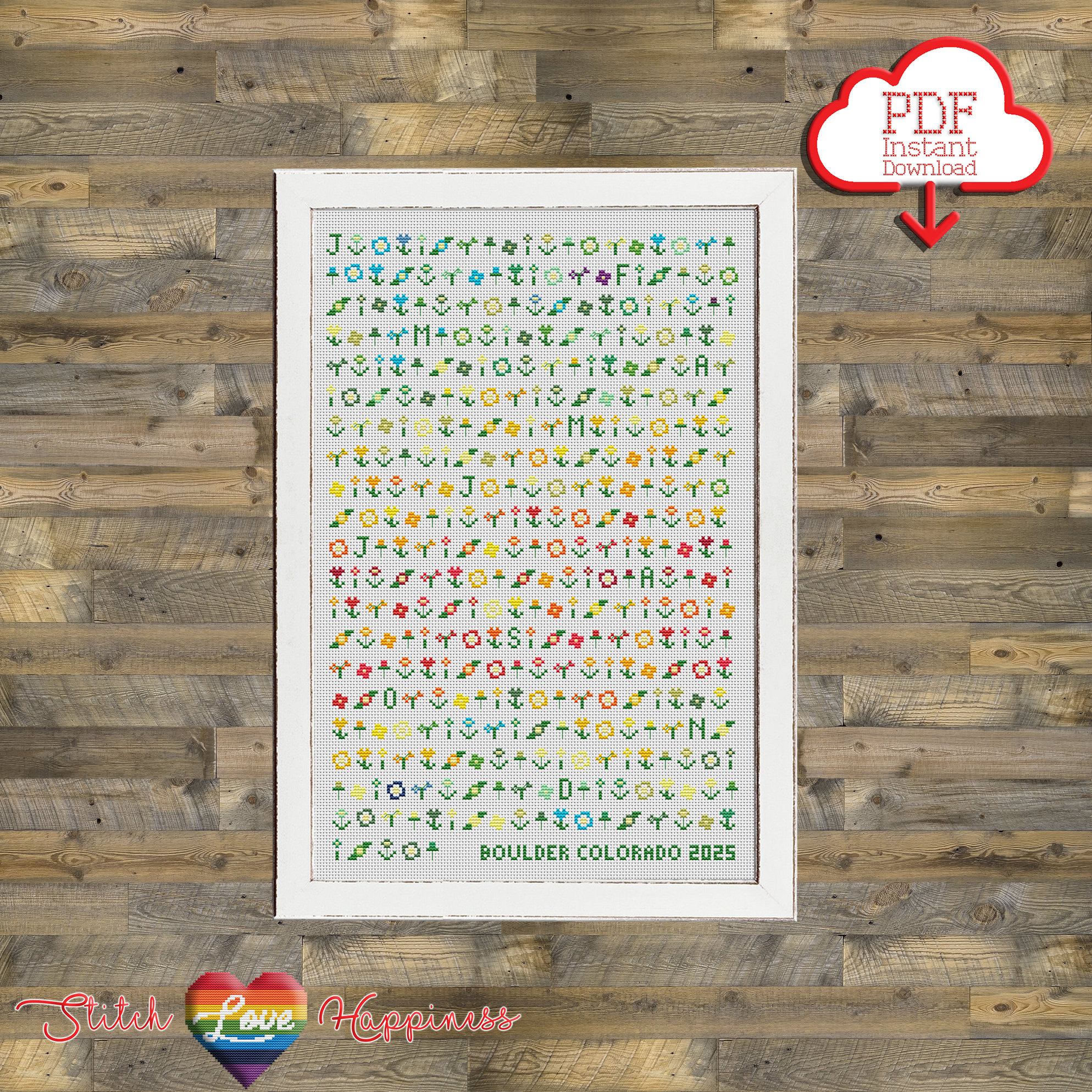 Floral Temperature Chart Cross Stitch Pattern | Annual Chart | Daily ...