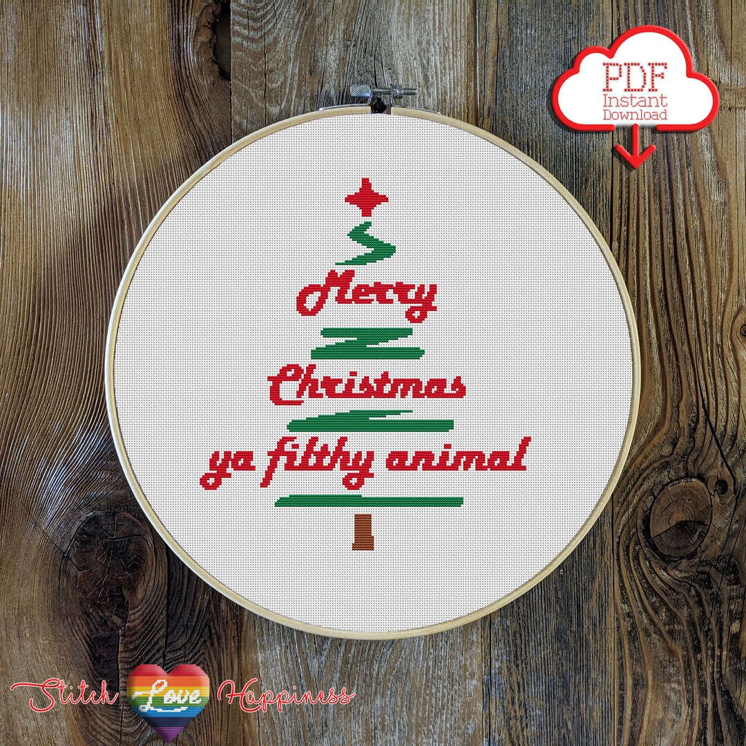 Ya Filthy Animal Cross Stitch Pattern | Funny Christmas Pattern | Retro ...