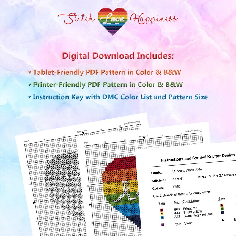 Rainbow Pride Cross Stitch Pattern | Heart Pattern | Pride Month ...