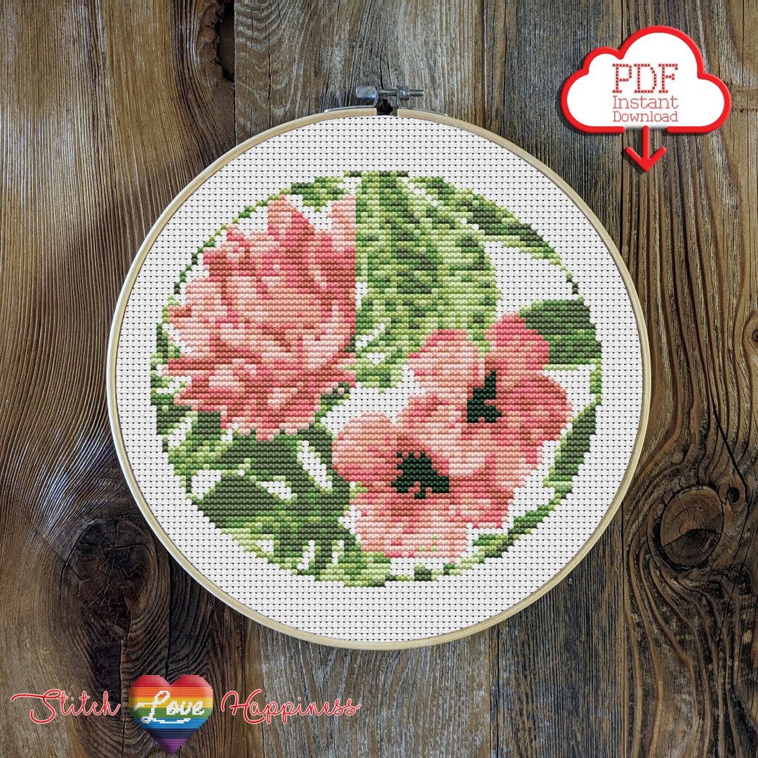 Hawaiian Hibiscus Cross Stitch Pattern | Floral Pattern | Island Design ...