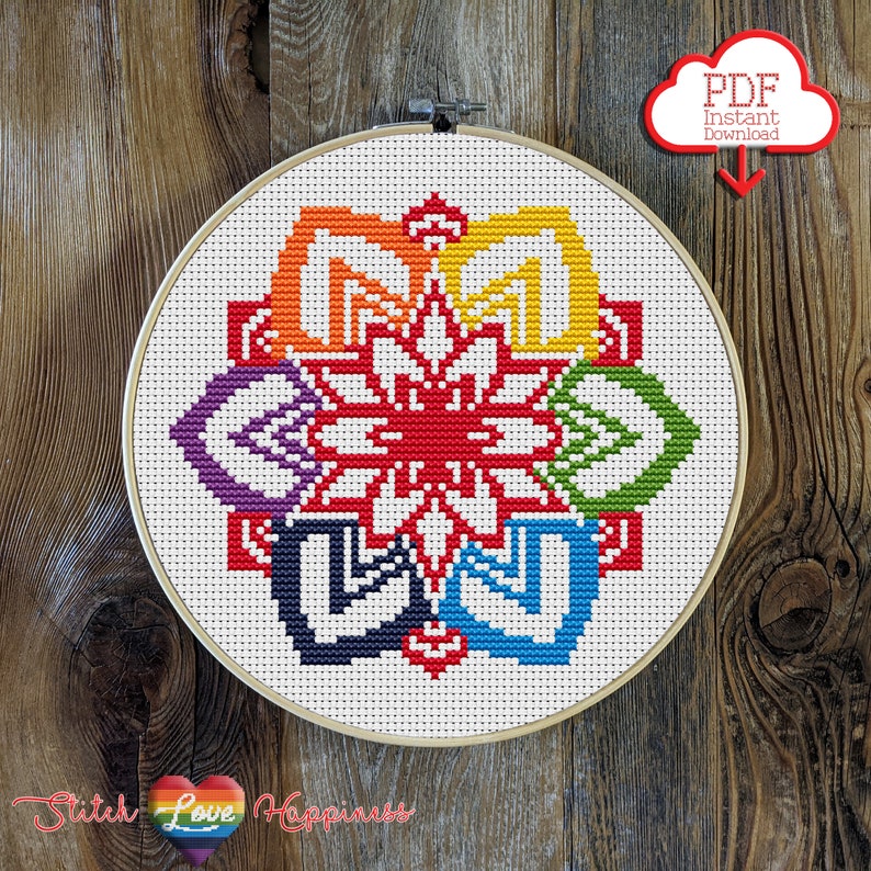 Rainbow Flower Cross Stitch Pattern Rainbow Patterns - Etsy