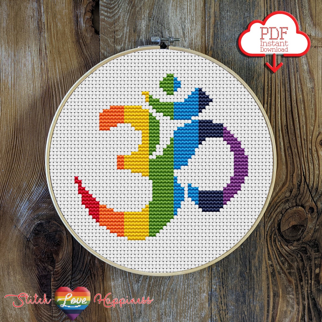 Rainbow OM Cross Stitch Pattern | Spiritual Gifts | Rainbow Patterns ...