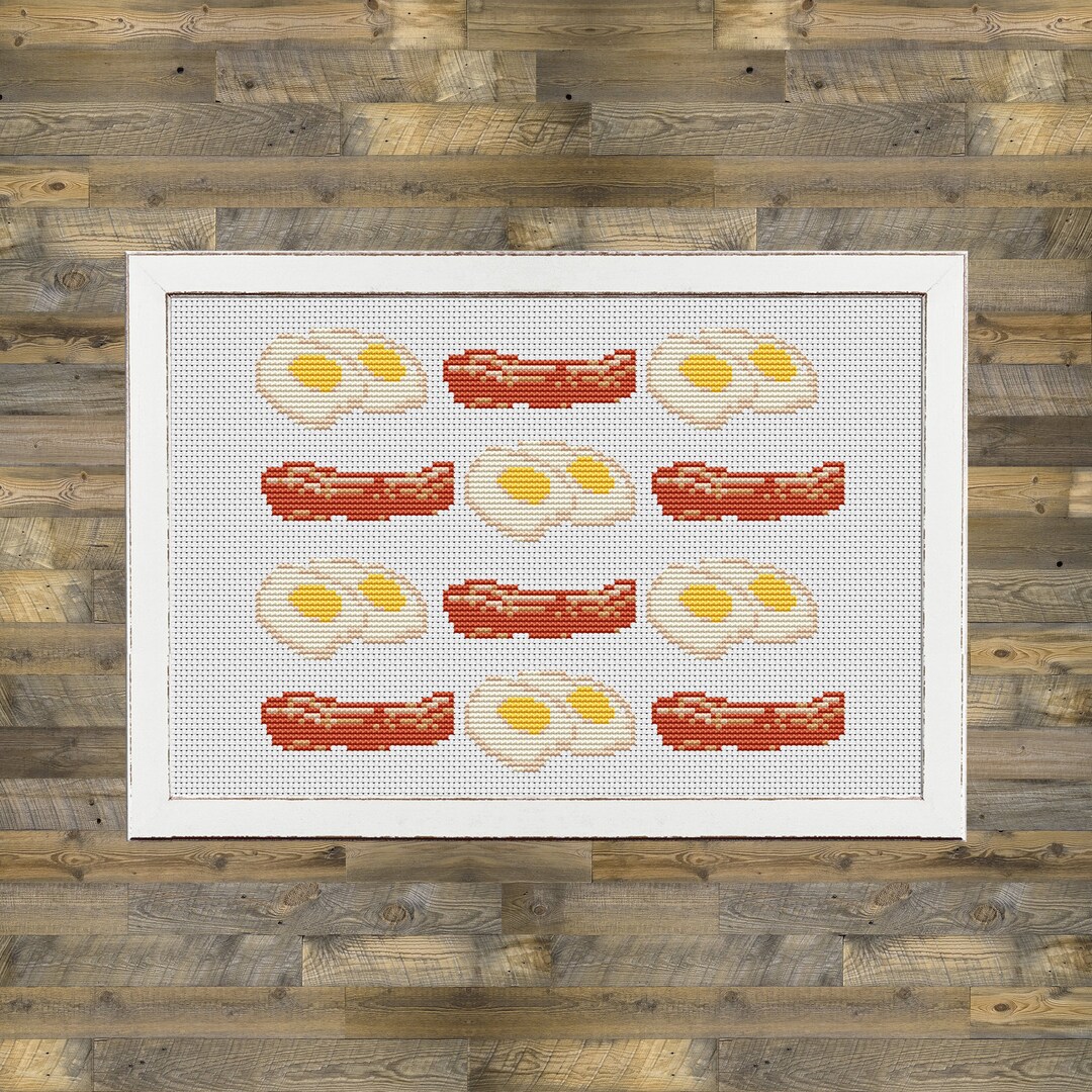 Bacon and Eggs Cross Stitch Pattern | Brunch Lover | Kitchen Art ...