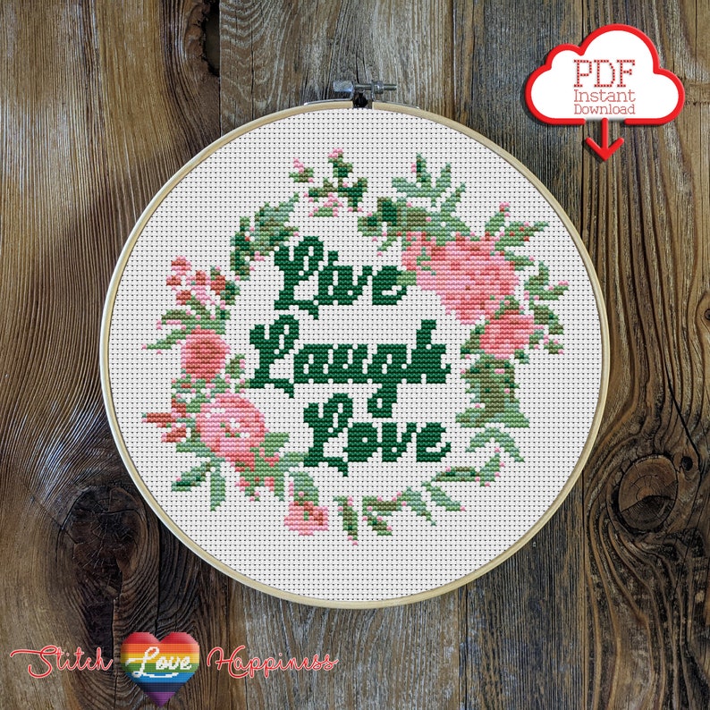 Live Laugh Love Cross Stitch Pattern - Etsy
