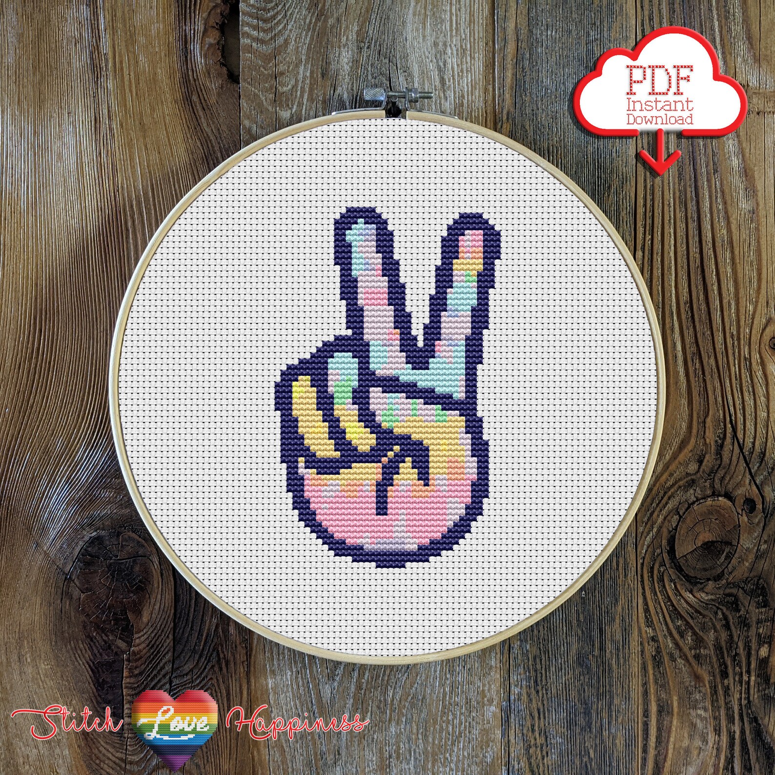 Peace Sign Cross Stitch Pattern Rainbow Patterns Tie Dye - Etsy