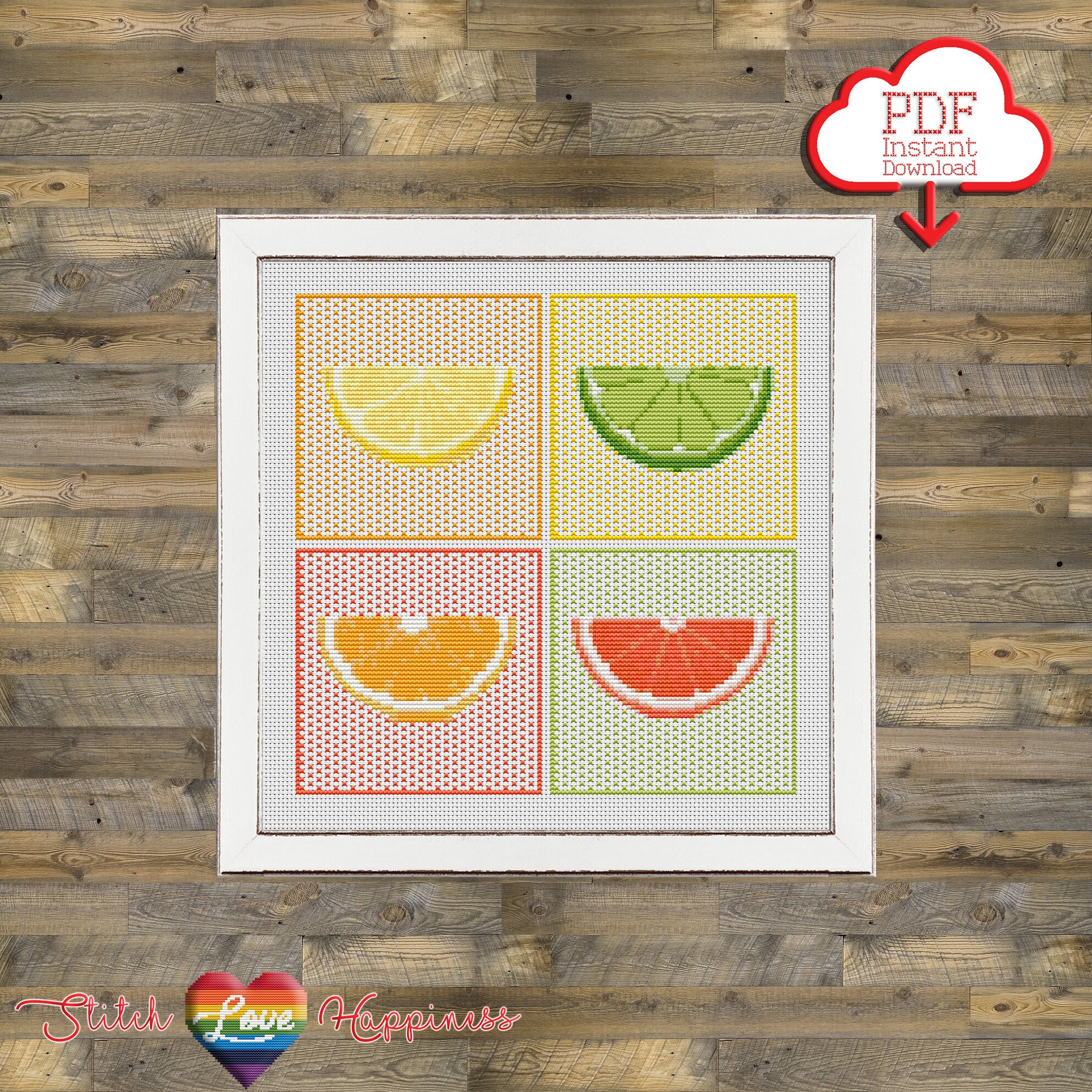 Citrus Cross Stitch Pattern | Kitchen Art | Lemon Cross Stitch | Lime ...