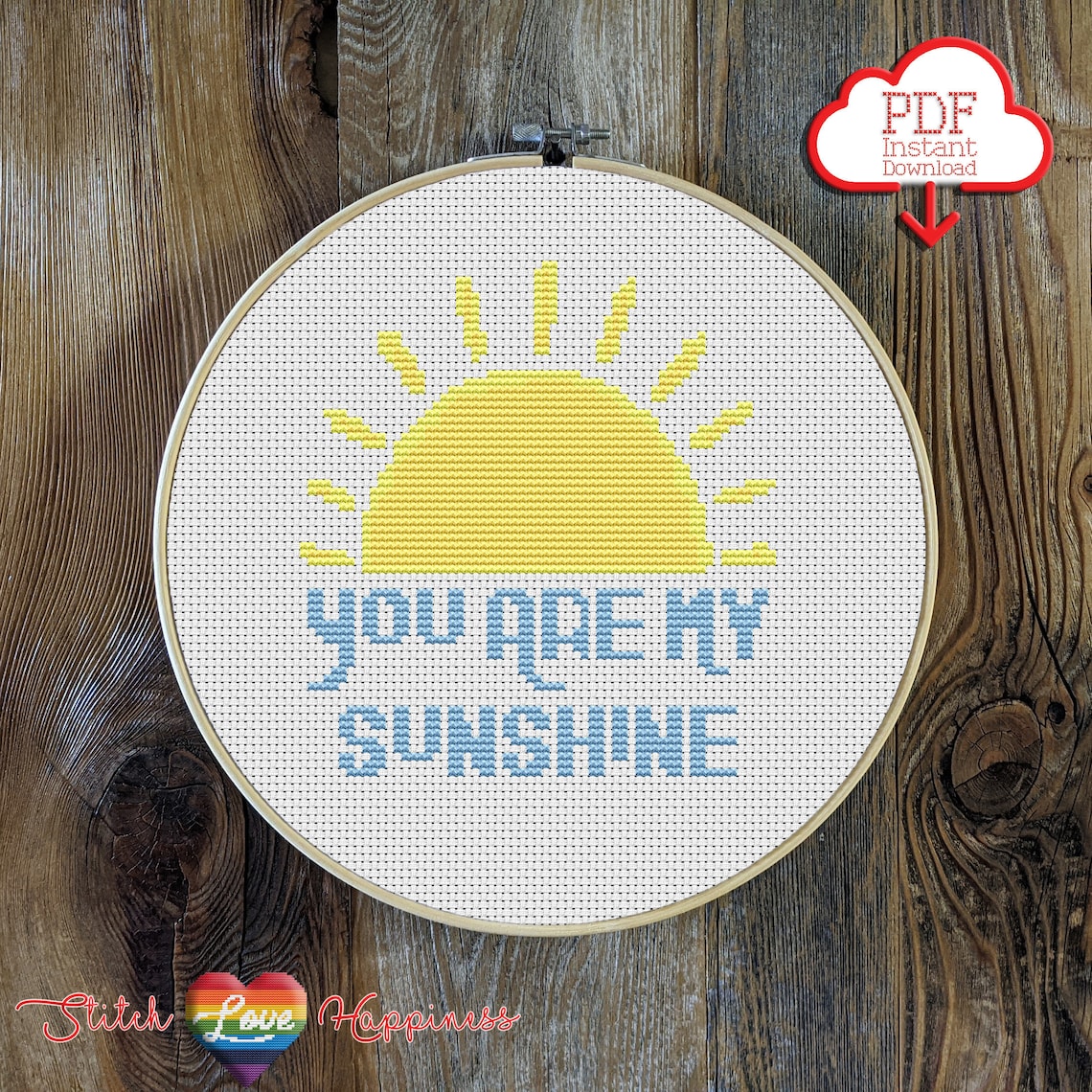 You Are My Sunshine Cross Stitch Pattern | Baby Shower Gift | Colorful ...